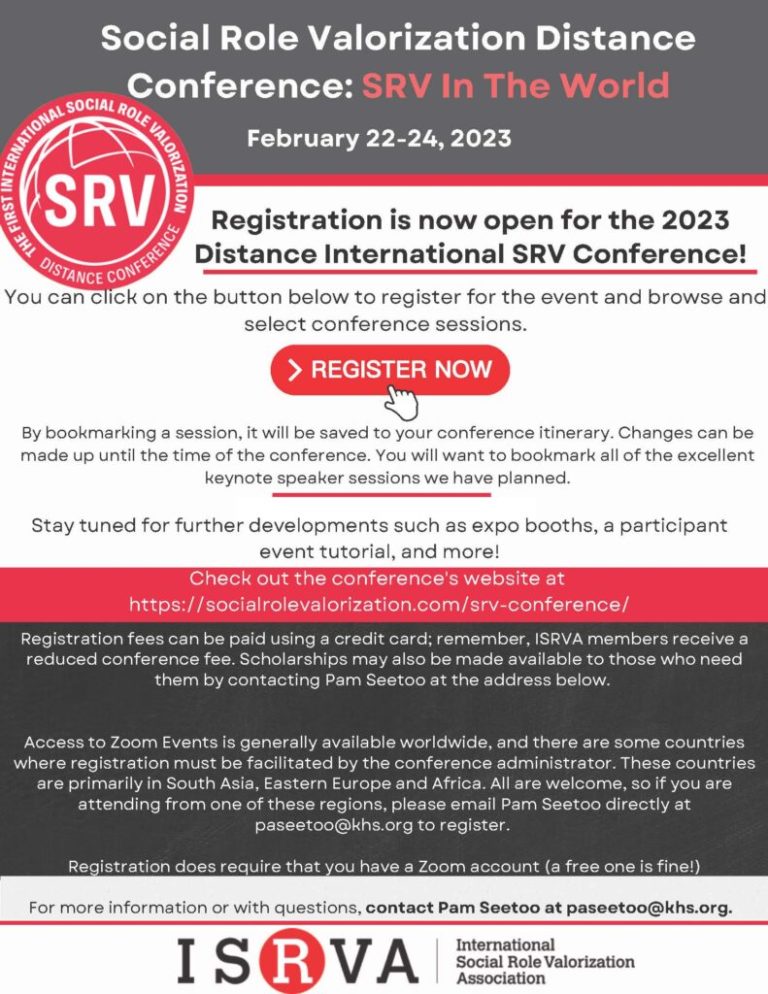 Social Role Valorization Distance Conference: SRV in the World ...